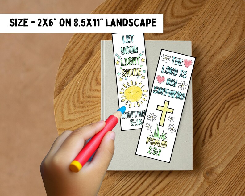 Bible Verse Coloring Bookmarks for Kids, Sunday School Craft, Christian ...