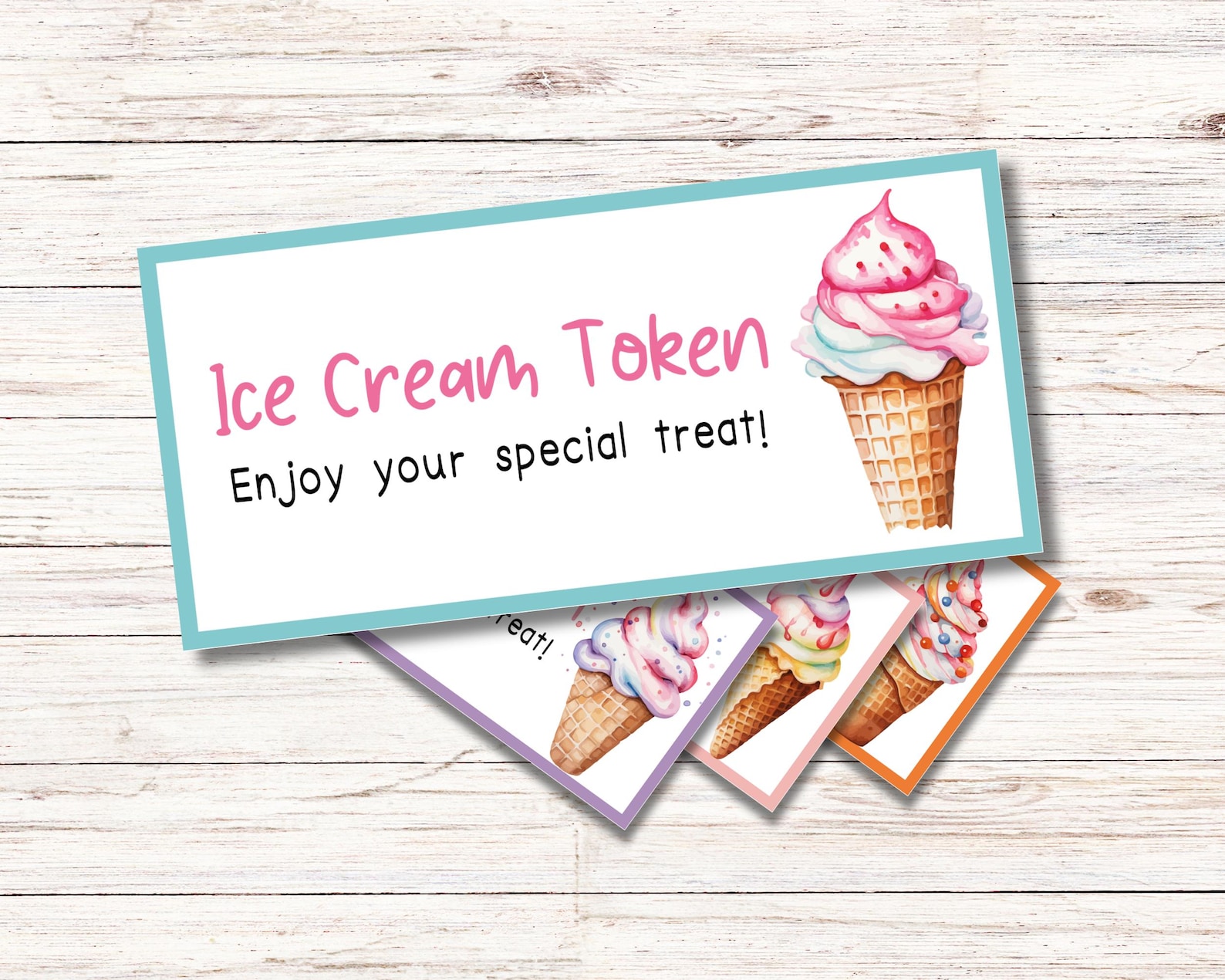 Printable Ice Cream Tokens, Kids Reward Coupons, Ice Cream Vouchers ...