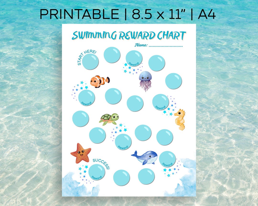 Swimming Reward Chart, Swimming Lesson Sticker Chart, Kids Reward Chart ...