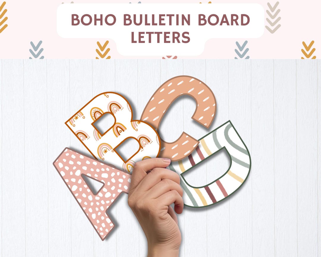 Boho Bulletin Board Letters and Numbers, Boho Bulletin Boards, Boho ...