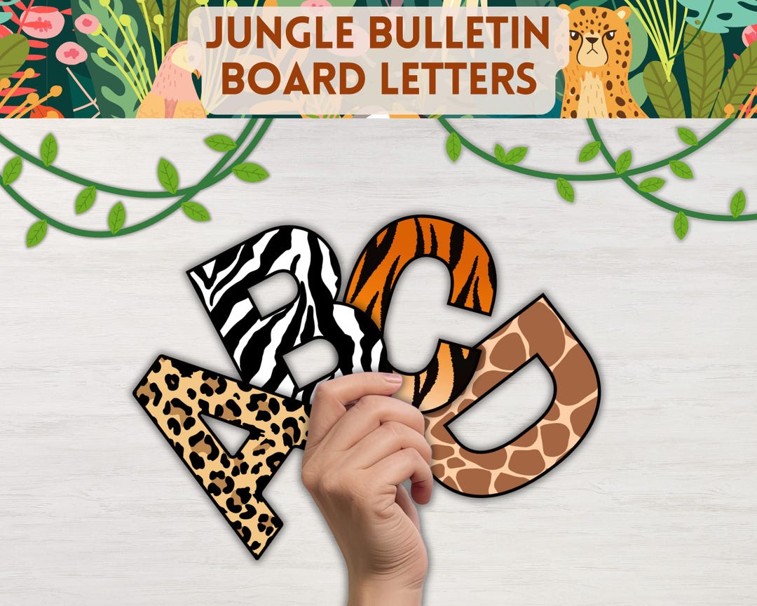 Jungle Bulletin Board Letters and Numbers, Safari Bulletin Board ...