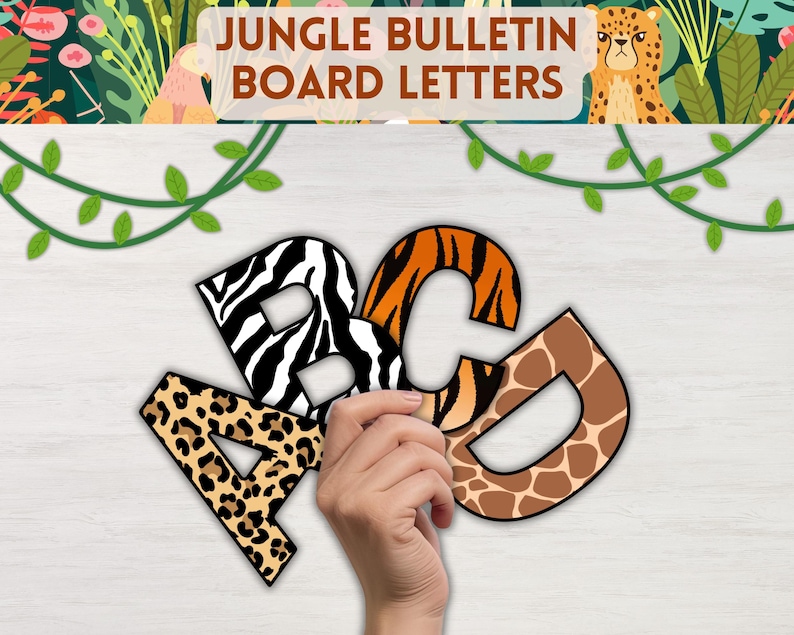 Jungle Bulletin Board Letters and Numbers, Safari Bulletin Board ...