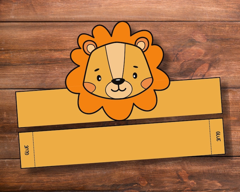 Lion Paper Crown for Kids, Coloring Paper Crown, Safari Animal Paper ...