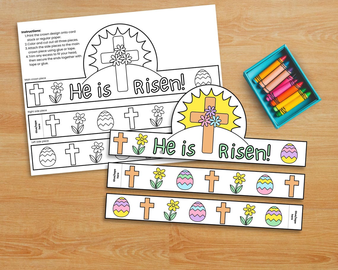 He is Risen Craft, Easter Coloring Paper Crown, Easter Coloring Page ...