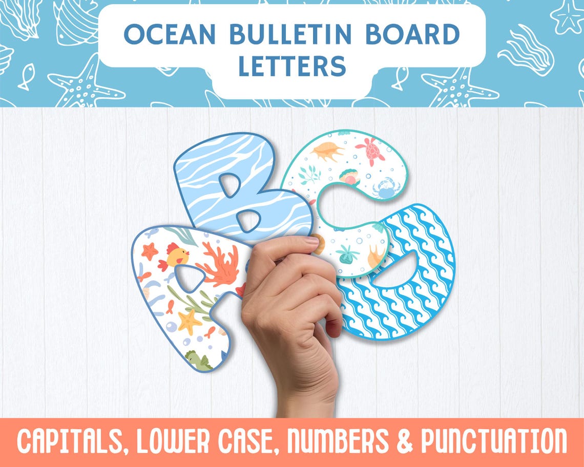 Ocean Bulletin Board Bubble Letters & Numbers, Ocean Bulletin Boards ...