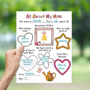 All About My Mimi, Grandparents Day Printable, Grandparents Day ...