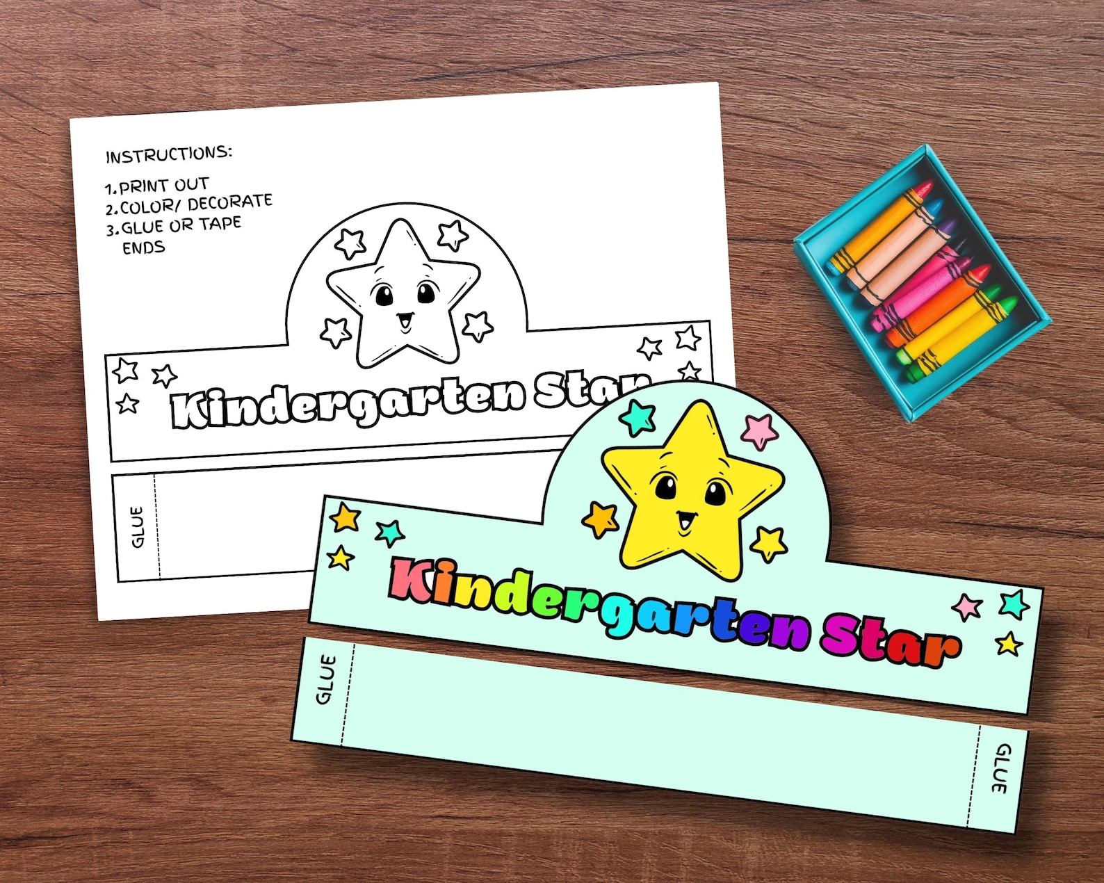 Kindergarten Paper Crown, Coloring Paper Crown, Kindergarten Star Crown ...