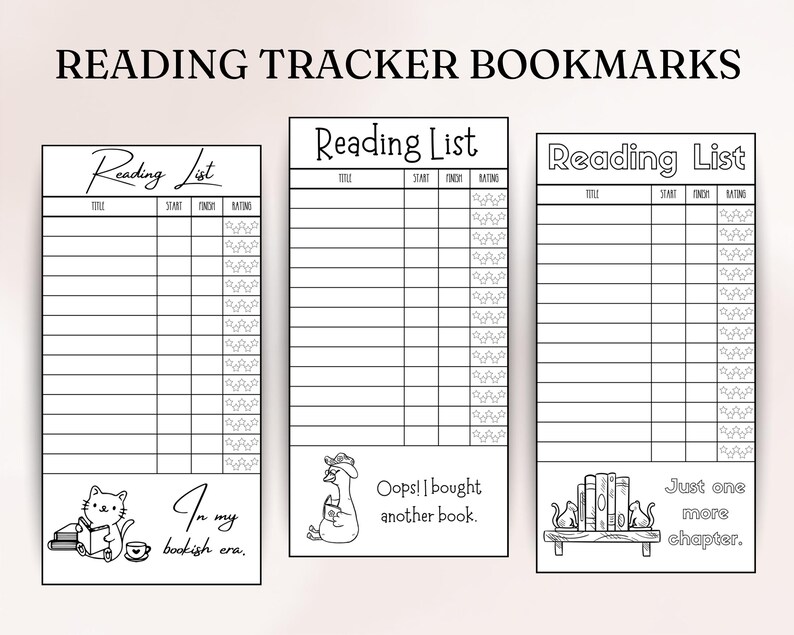 Reading Tracker Bookmarks, Printable Bookmark, Reading List Tracker ...