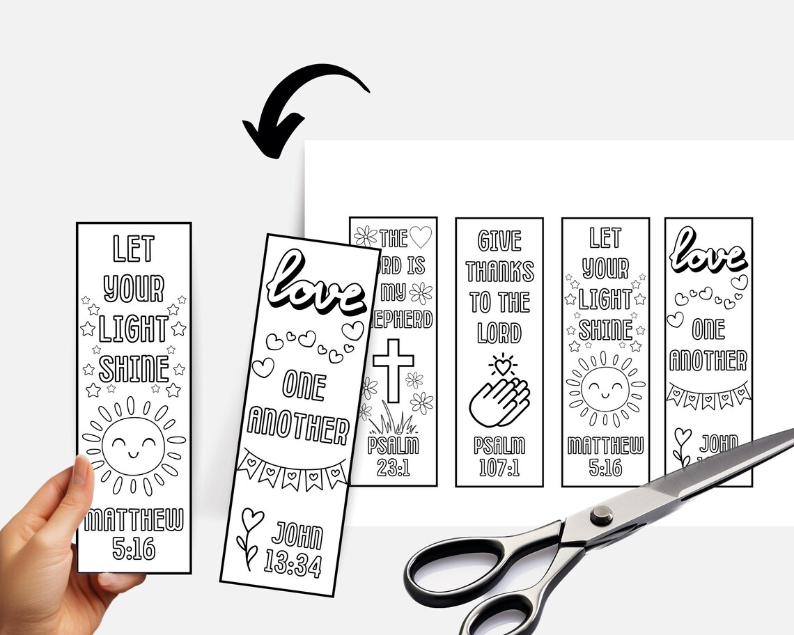 Bible Verse Coloring Bookmarks for Kids, Sunday School Craft, Christian ...