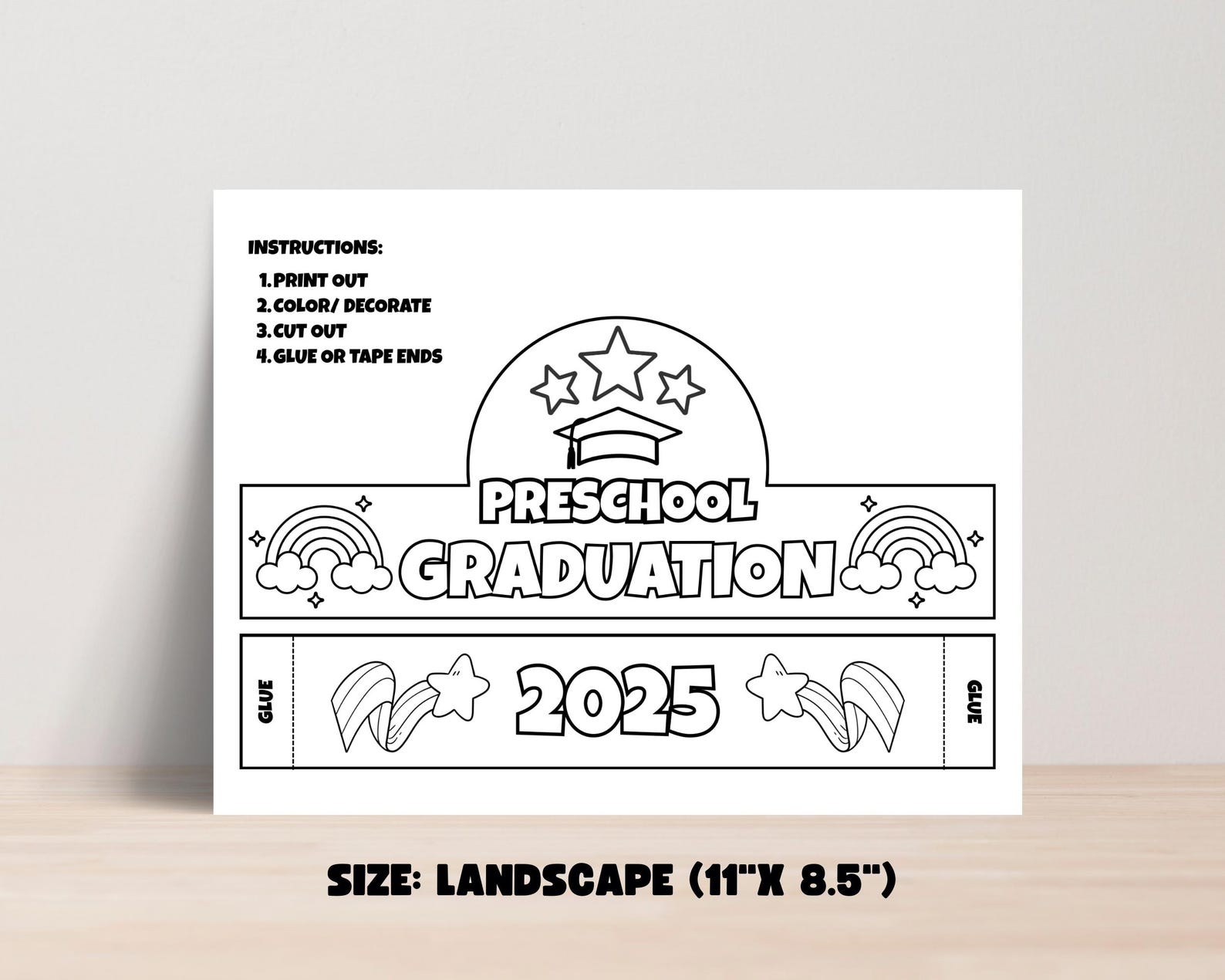 Preschool Graduation 2025, Paper Crown Printable, Preschool Coloring ...