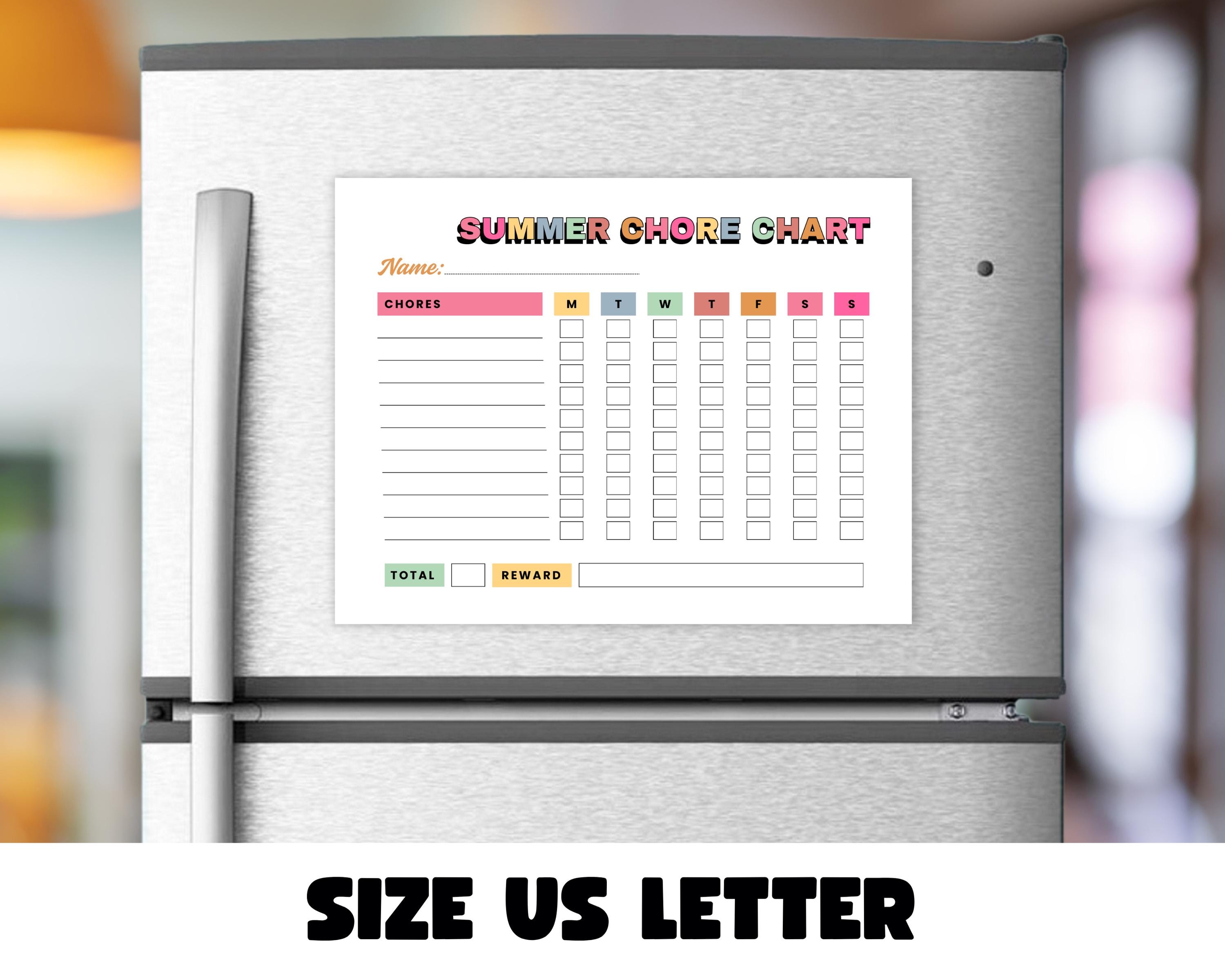 Summer Chore Chart Kids, Printable Chore Chart for Kids, Summer Reward ...