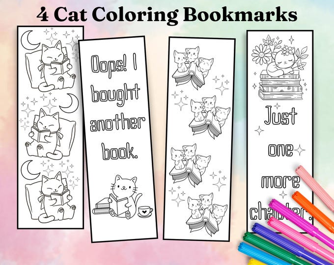 Kitten Bookmark, Coloring Bookmarks, Cat Lover Gift for Kids, Classroom ...