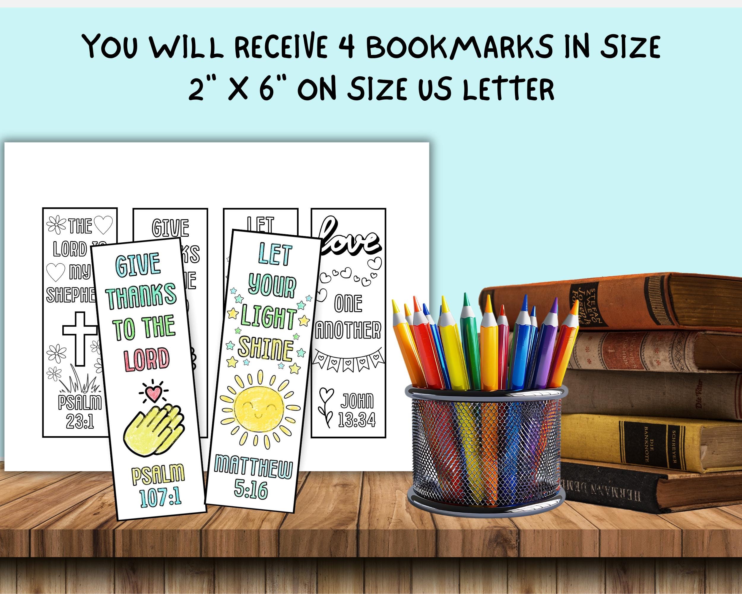 Bible Verse Coloring Bookmarks for Kids, Sunday School Craft, Christian ...