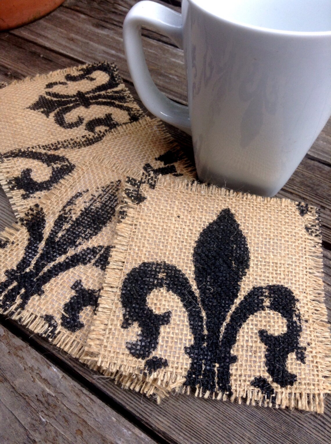 Fleur De Lis Coasters Burlap Coasters Coasters Set of 4 - Etsy