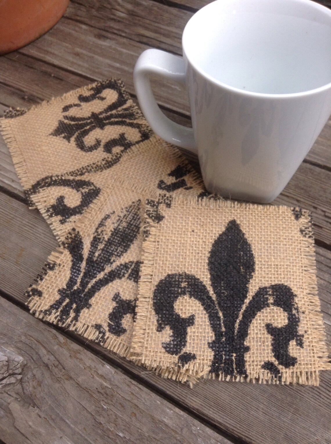 Fleur De Lis Coasters Burlap Coasters Coasters Set of 4 - Etsy