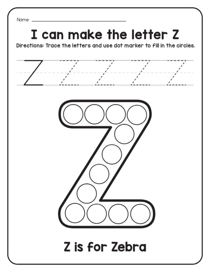 A - Z Dot Worksheet for Kids PDF Printable - Etsy