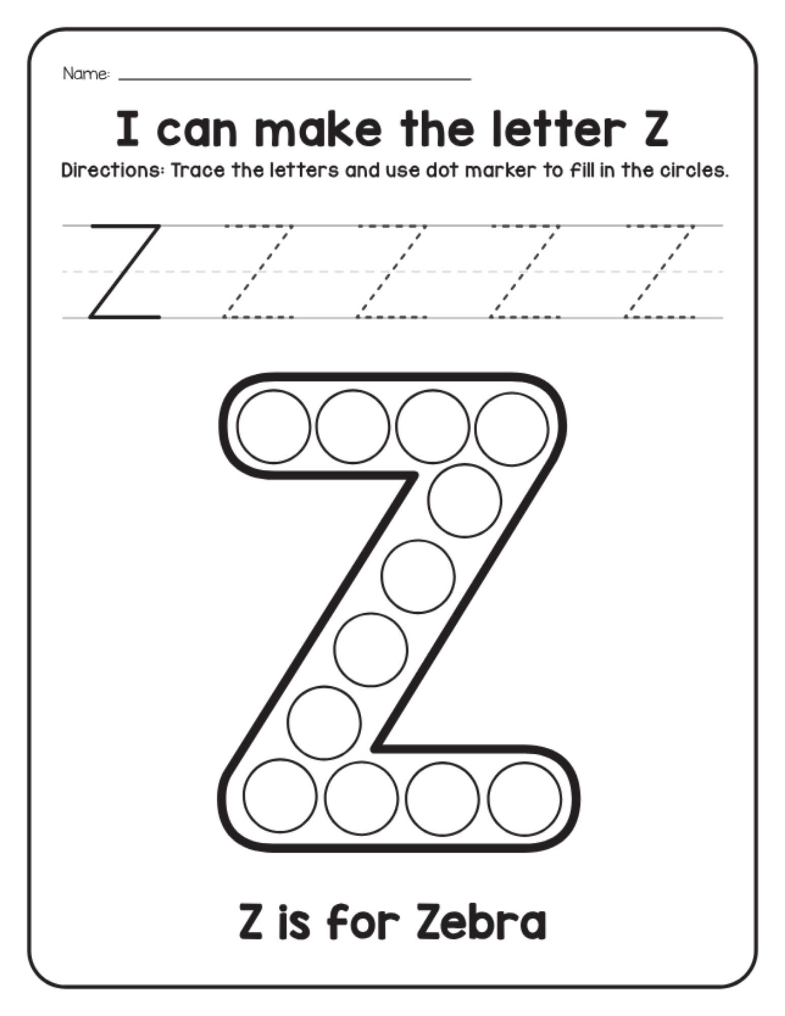 A - Z Dot Worksheet for Kids PDF Printable - Etsy