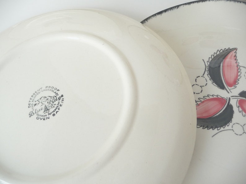 Blue Ridge Pottery Wild Cherry 2 Gray and Pink Leaf Set of 4 Dinner ...