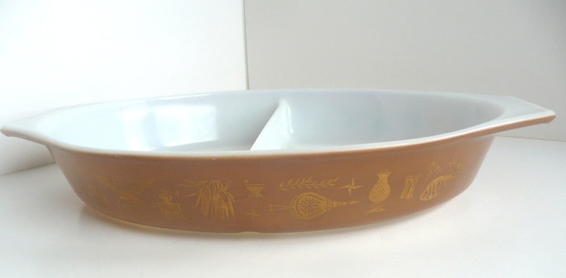 Pyrex Oval Casserole Dish Early American Brown With Gold - Etsy
