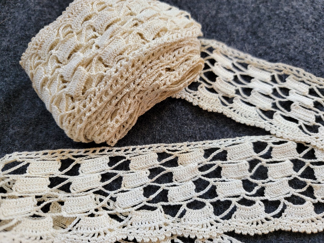 Vintage Hand Knitted Lace Trim Scalloped 2 1/2" Wide Edging 4 Yards ...