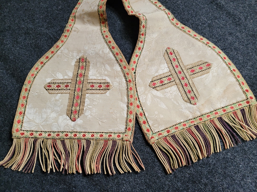 Antique French Vestment Religious Sash Victorian 1860's Fringe Trim ...