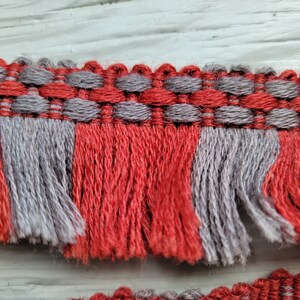 Vintage Red Gray French Wool Fringe Trim 23" - Etsy