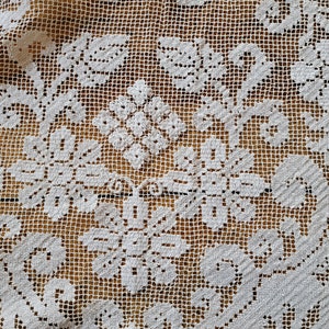Vintage Italian Hand Knot Filet Net Lace Tablecloth 77x90 Floral Daisy ...