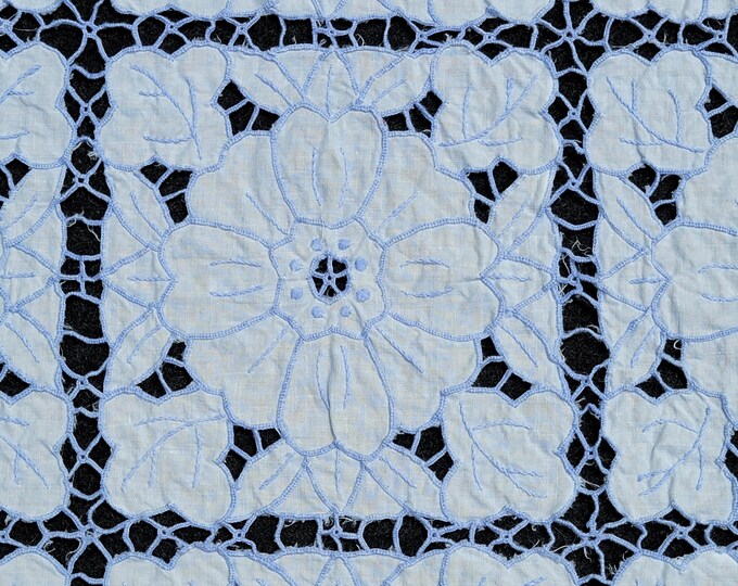 Vintage Embroidered Cutwork Linen Tablecloth, 1940's ORNATE Cutwork ...