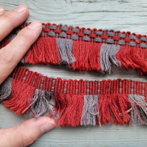 Vintage Red Gray French Wool Fringe Trim 23" - Etsy
