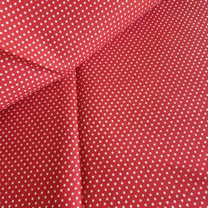 Vintage Tiny Polka Dot Print Fabric, Red With White Polka Dots, 42x28 ...