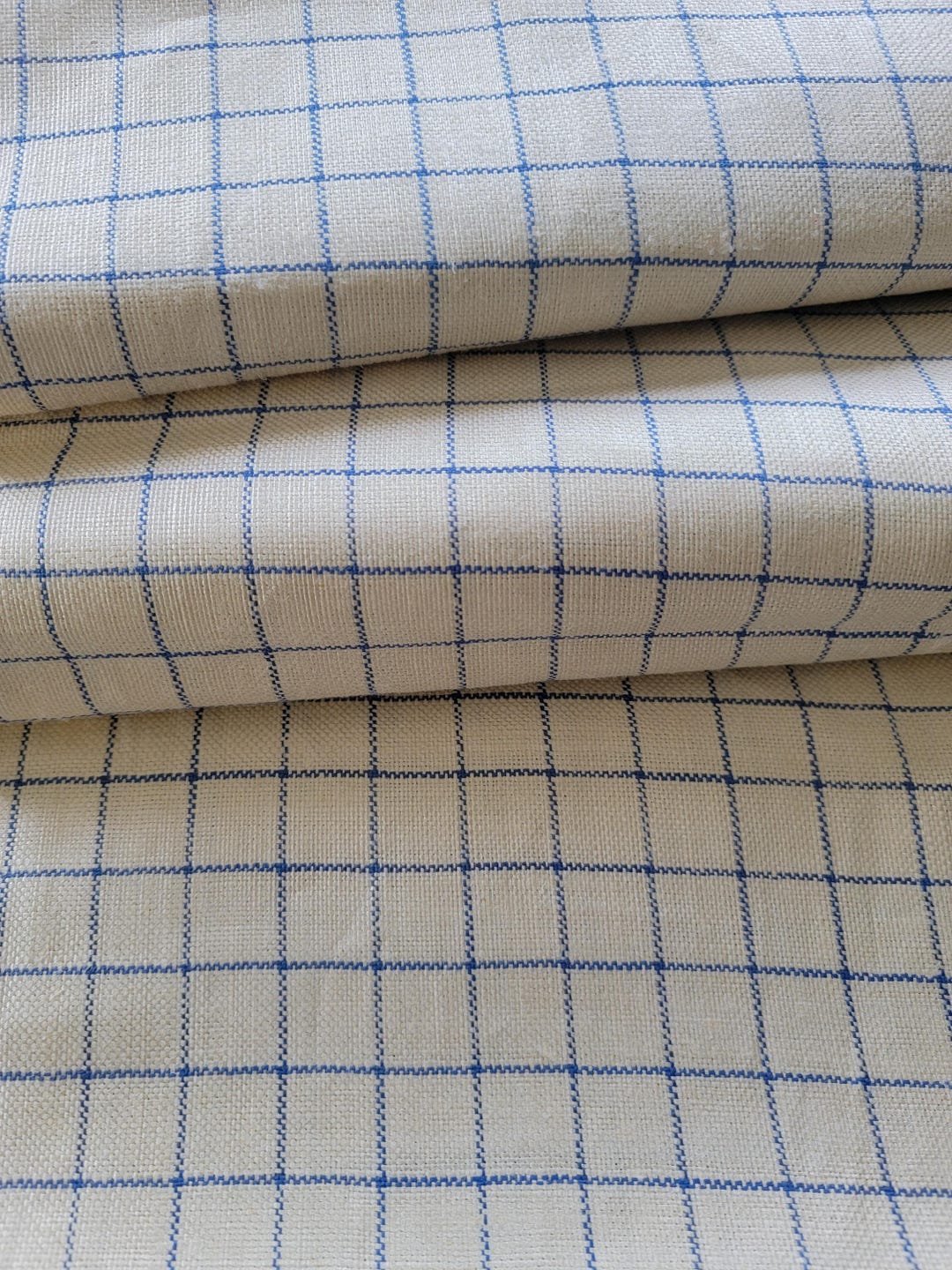 Vintage Blue Windowpane Linen Toweling Fabric - 6 Yards - Etsy