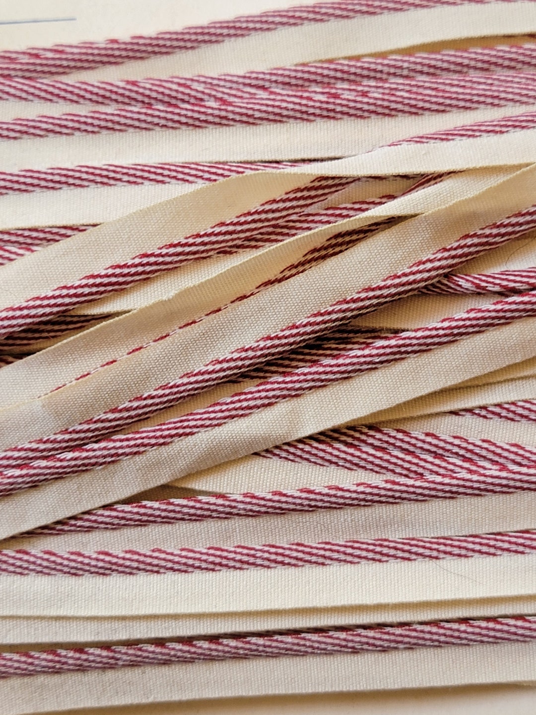 Vintage Lip Trim, Red and White Lip Cord Piping With Tape Trim 1 1/4 ...