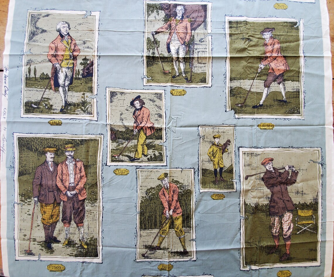 Vintage GREEFF Fabric for Men Only Golf Cotton 2.4 Yards - Etsy