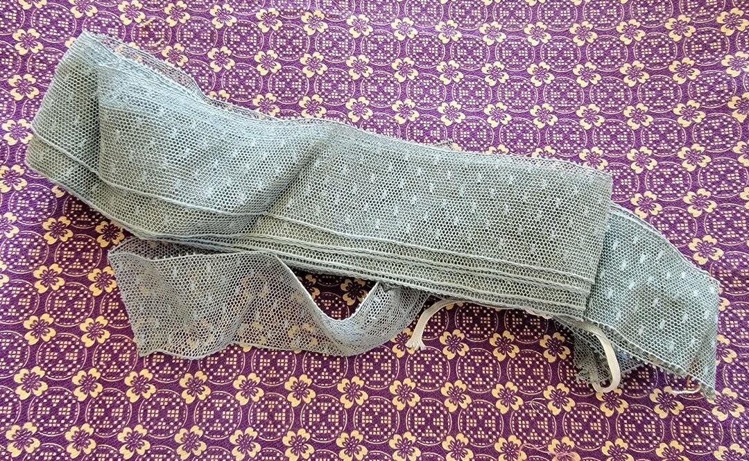 Vintage Netting Point D’esprit Trim, Embroided Net Lace 1 5/8 X 508 ...