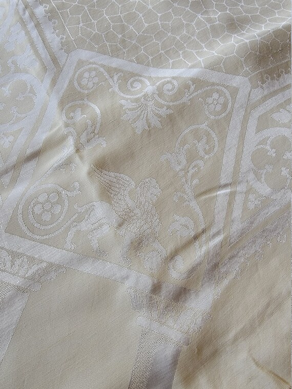 Vintage Banquet Pale Yellow Rayon Damask Tablecloth Royalty | Etsy