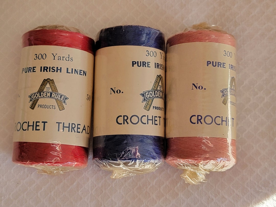 Vintage Irish Linen Crochet Thread, Golden Rule 300 Yards No. 50 ...