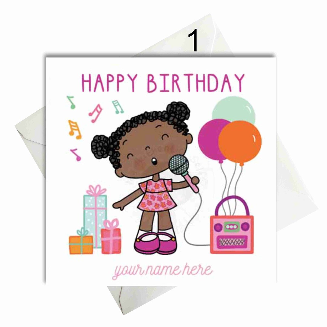 Birthday Card for Children Girl Singers Black Children - Etsy