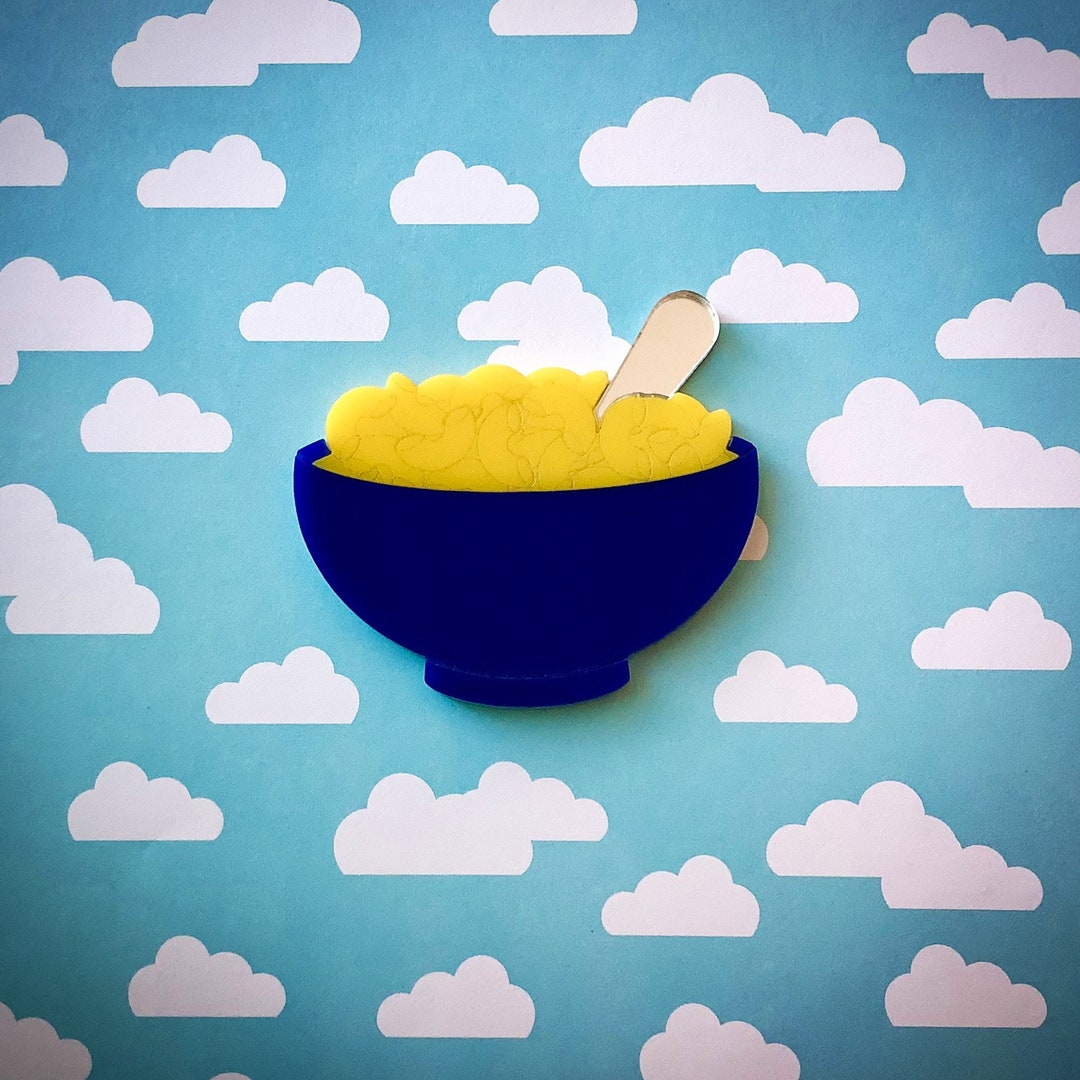 Macaroni and Cheese Layered Acrylic Brooch Pin Mac N Cheese Bowl Fork ...