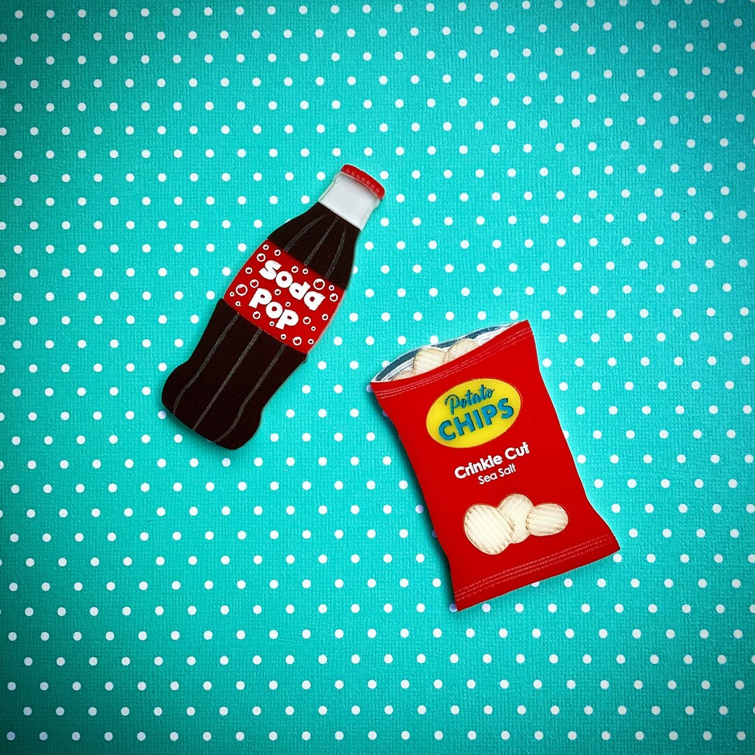 Potato Chip Bag & Soda Pop Layered Acrylic Brooch Pin Pins Chips ...