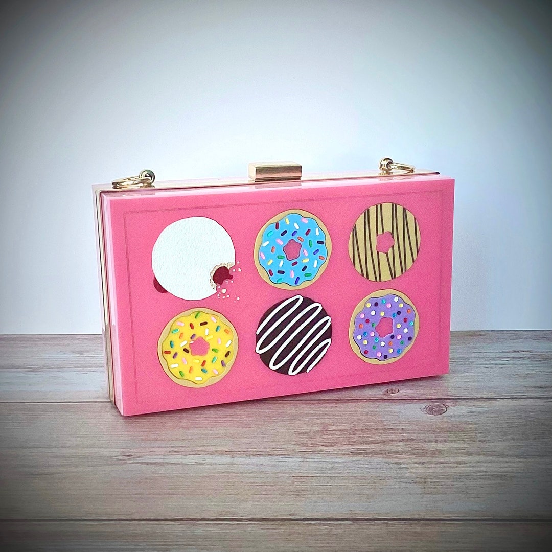 Box of Donuts Acrylic Purse Handbag Clutch Tote Pocketbook Food Jewelry ...