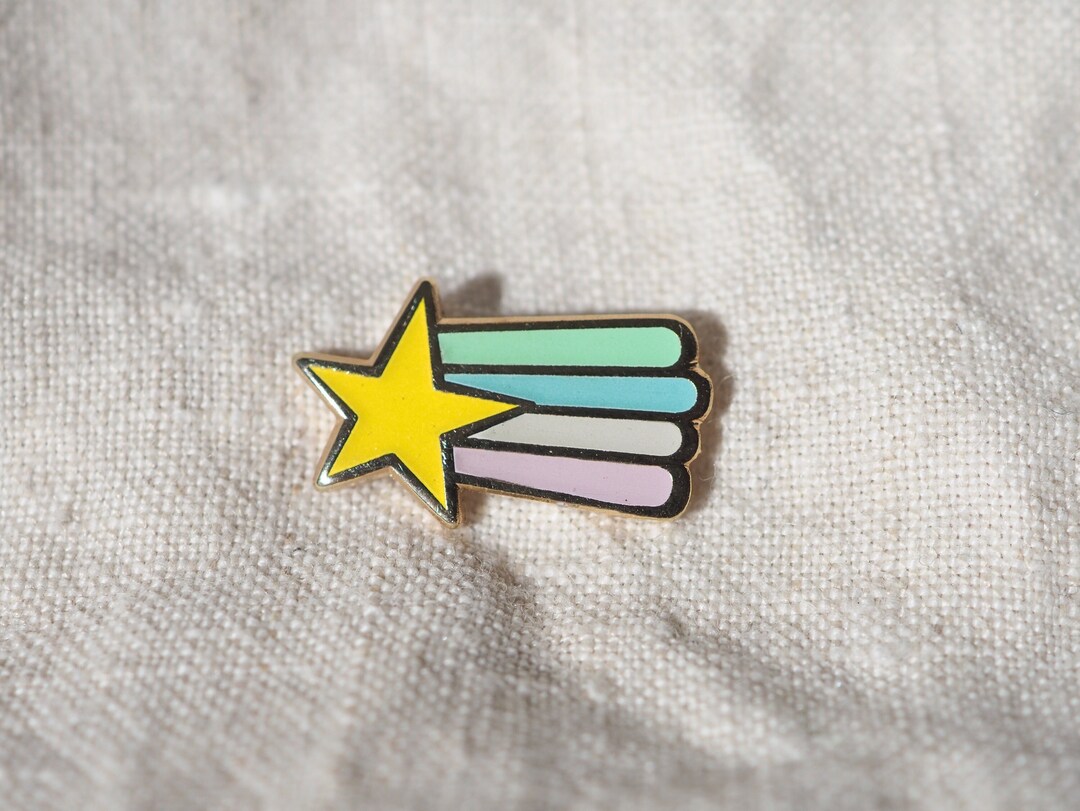Lapel Pin - Rainbow Shooting Star - Glow in the Dark - Enamel Pin - Etsy