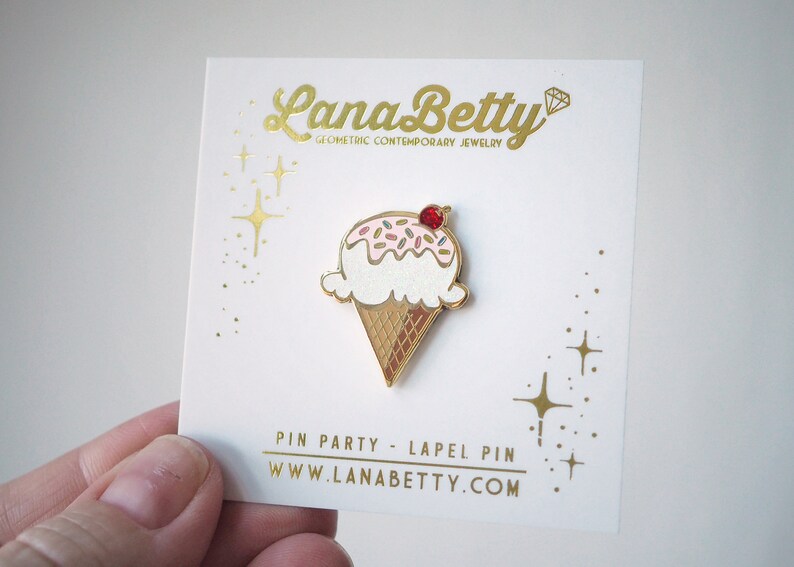 Lapel Pin Ice Cream Cone With a Cherry on Top White - Etsy