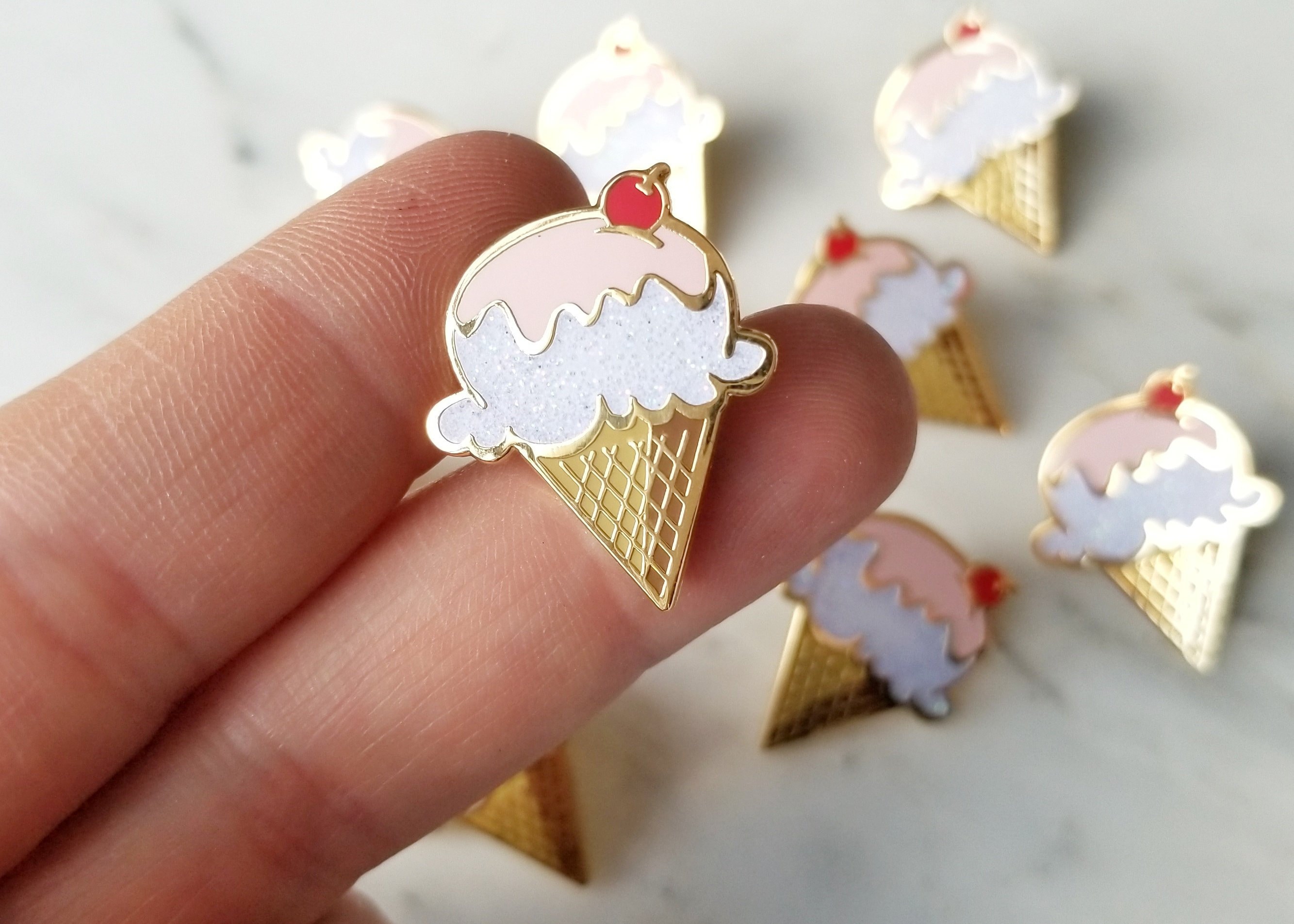 Lapel Pin Ice Cream Cone With a Cherry on Top White - Etsy Canada