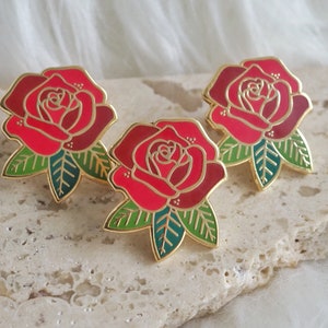 Lapel Pin - Red Rose - Enamel Pin - Pinback Button - Etsy