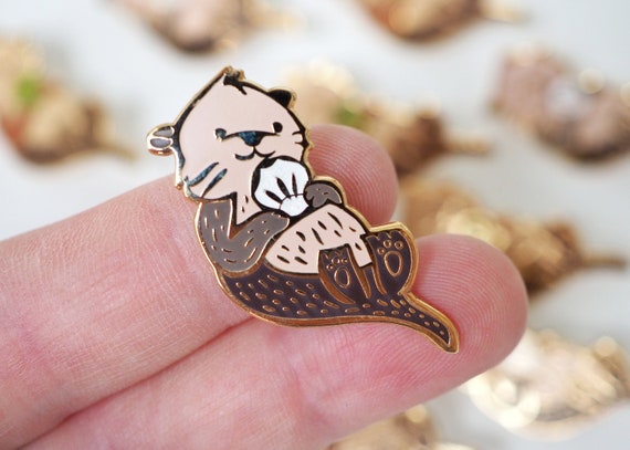 Lapel Pin White Shell Sea Otter Enamel Pin Pinback - Etsy Canada
