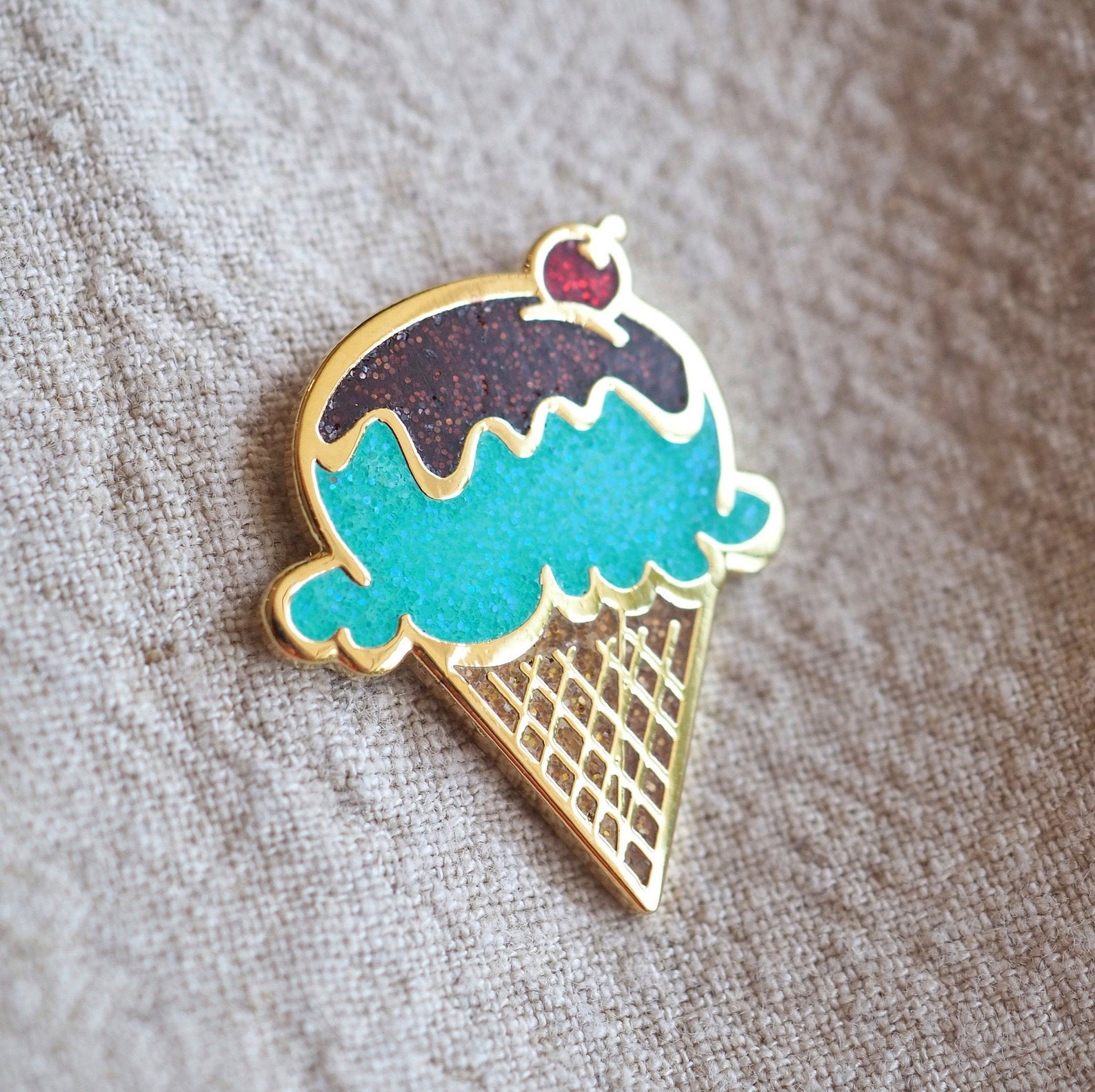 Lapel Pin - Ice Cream Cone With a Cherry on Top - Chocolate Mint ...