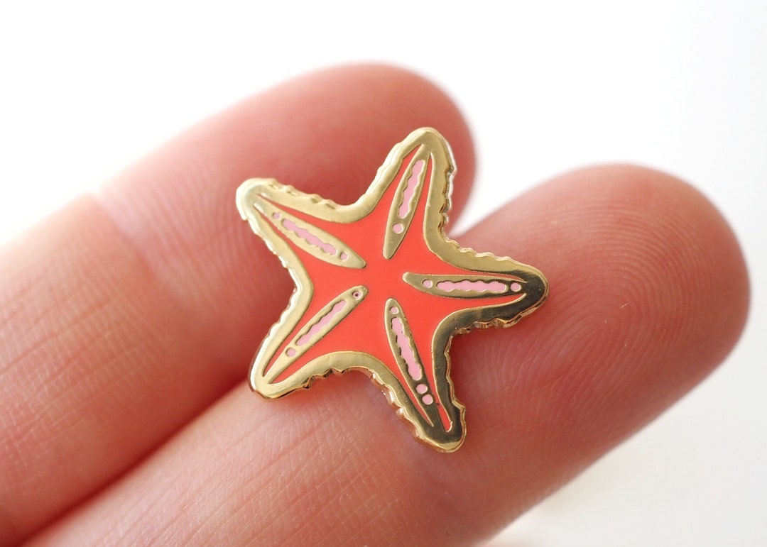 Lapel Pin - Peach Starfish - Enamel Pin - Pinback Button - Etsy