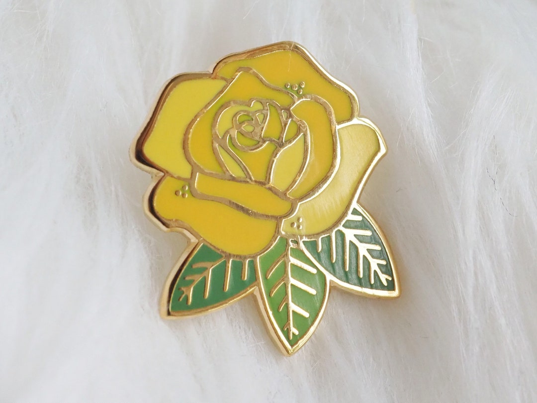 Lapel Pin - Yellow Rose - Enamel Pin - Pinback Button - Etsy UK