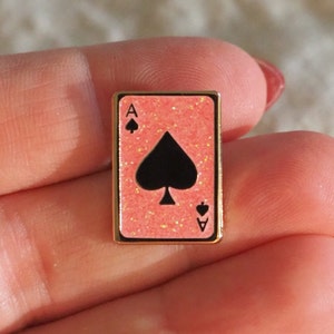 Lapel Pin - Ace of Spades - Pink Sparkle Enamel Pin - Etsy