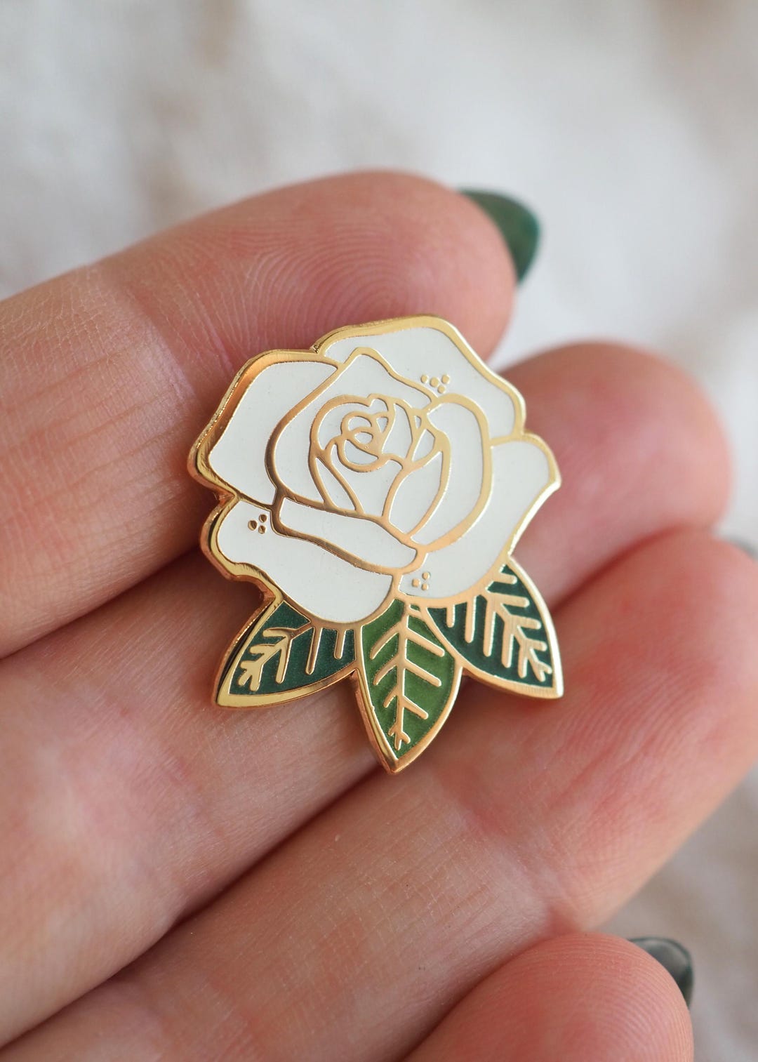 Lapel Pin - White Glow-in-the-dark Rose - Etsy